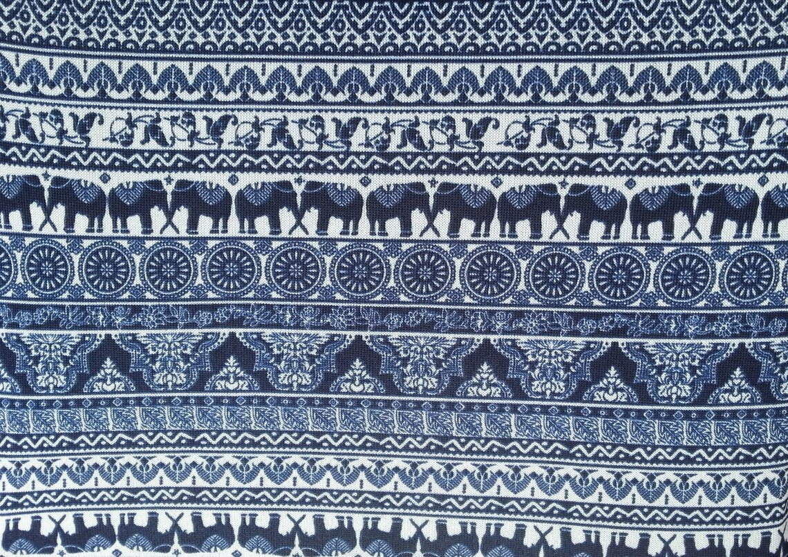 Elephant Indian Ethnic Print Stretchy Fabric by the Yard Poly - Etsy