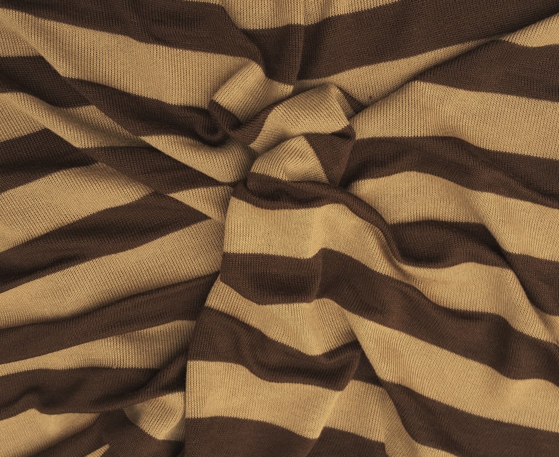 2 YDS Hacci Sweater Knit Brown Khaki Stripe Fabric by the | Etsy