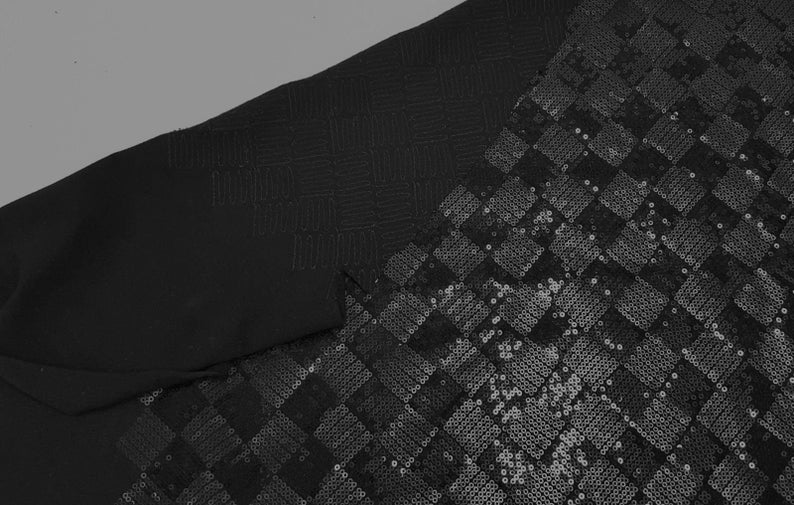 Two Tone Black Checkered Design Sequins Fabric by the Yard - Etsy