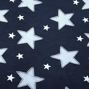 Navy Cotton Jersey Star Fabric by the Yard Patriotic Burnout Stars 10/ ...