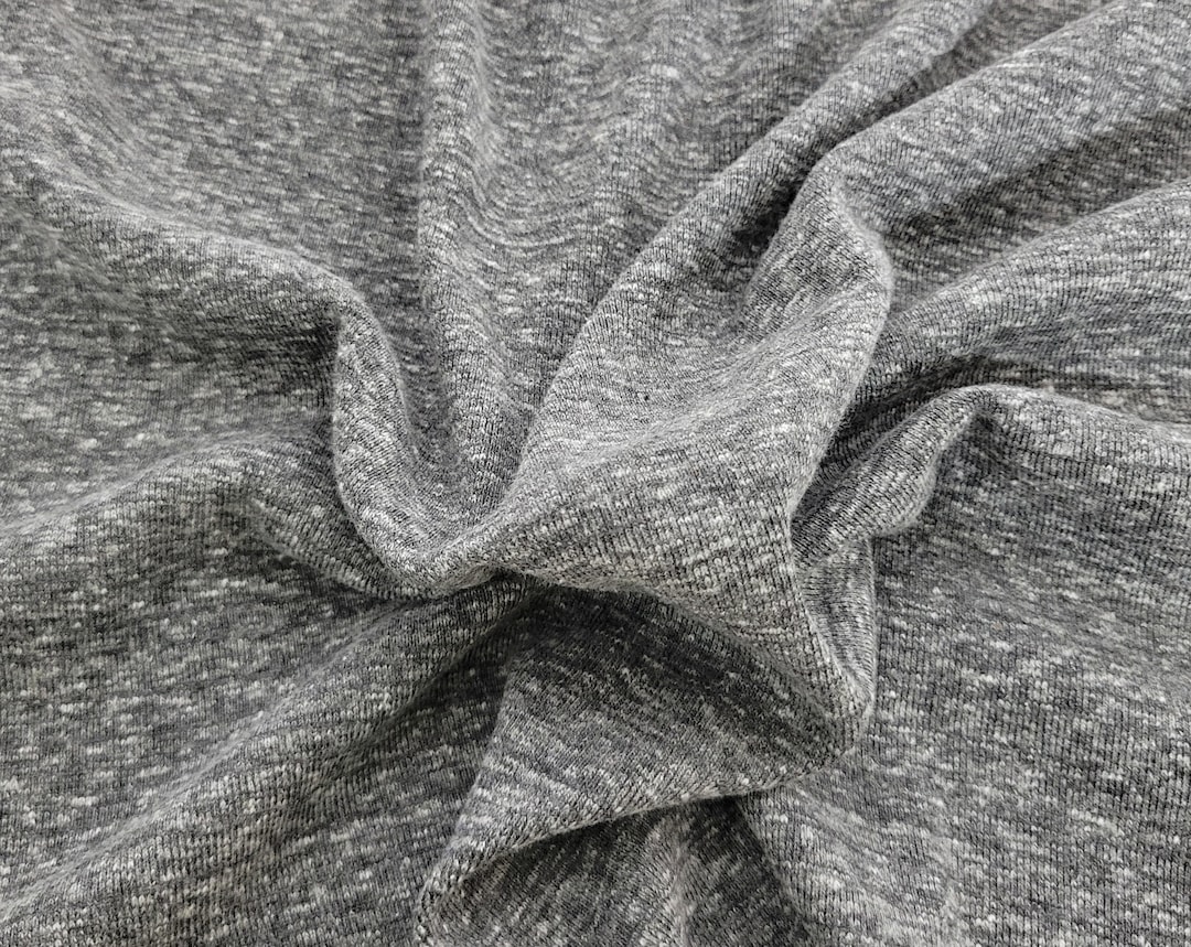 Tri Blend 1x1 Rib Knit Fabric by the Yard Heather Charcoal (matching ...