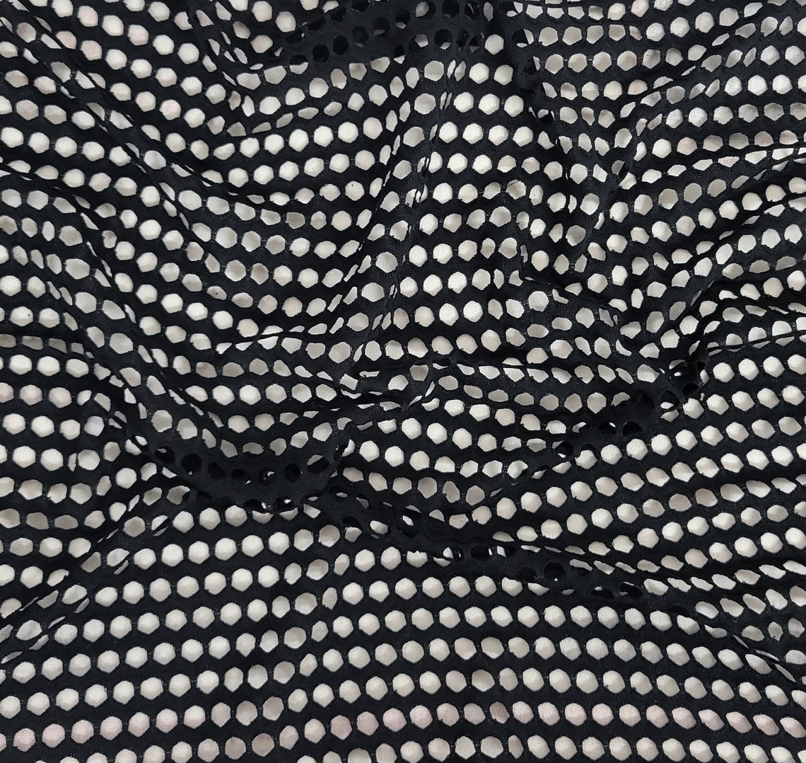 Black 100% Cotton Fishnet Knit Fabric by the Yard - Etsy