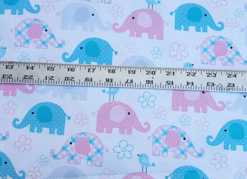 100% Cotton Quilt Baby Elephant Chicks Print Fabric Woven Pink | Etsy
