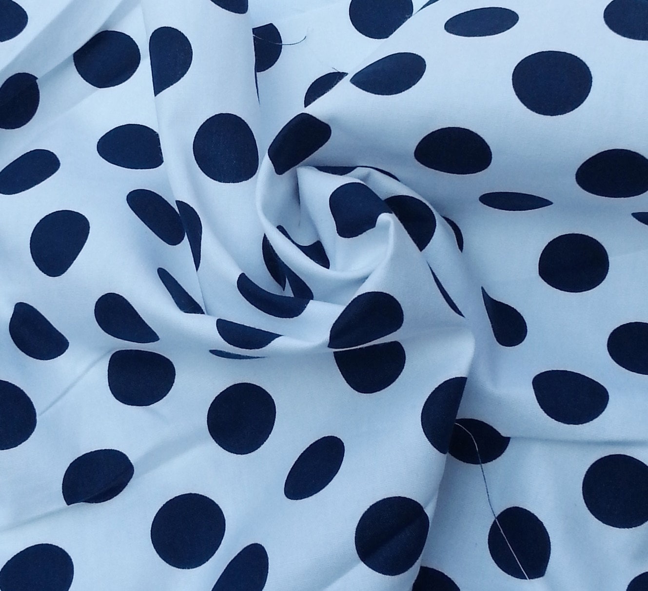 Navy on White Polka Dot Cotton Woven Fabric by the Yard & | Etsy