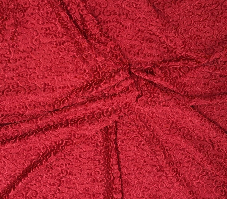 Red Swirls Stretch Velvet Jacquard Fabric by the Yard - Etsy