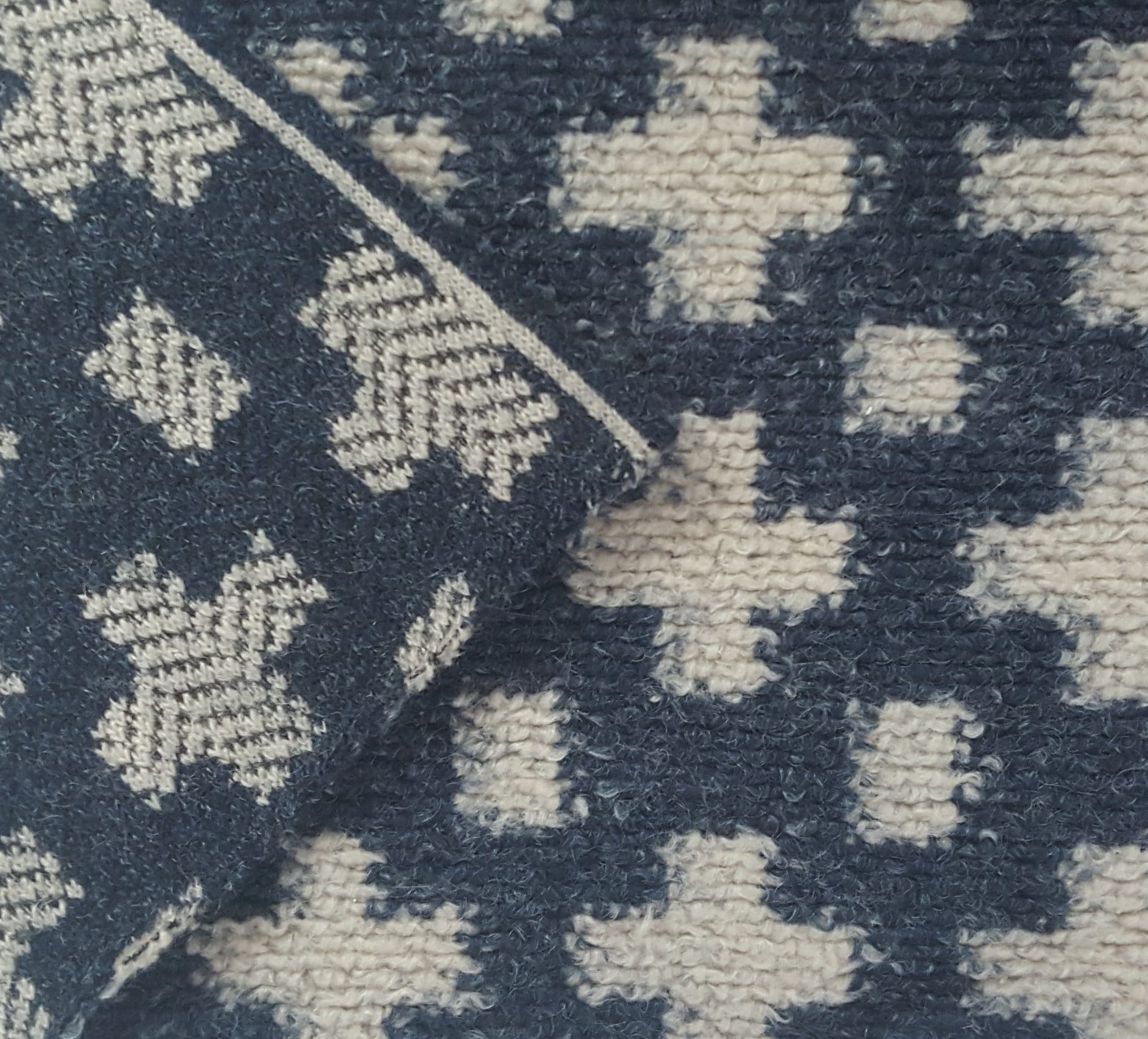 100% Wool Sweater Knit Fabric by the Yard Cross Pattern Navy Beige - Etsy
