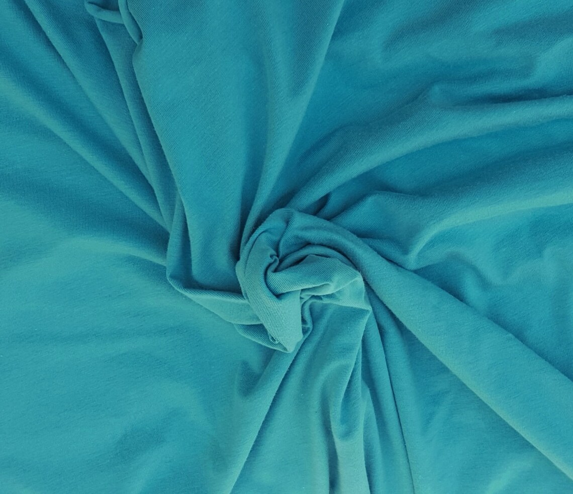 Turquoise Organic Cotton Spandex Fabric Eco Friendly Jersey | Etsy