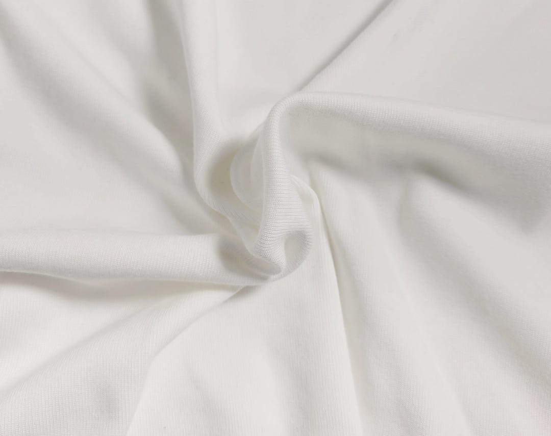 Heavyweight White Cotton Spandex 1x1 Rib Knit Fabric by Yard 370GSM 56 ...