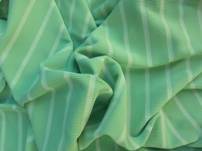 Green Nylon Spandex Stripe 1x1 Rib Knit Fabric by the Yard | Etsy