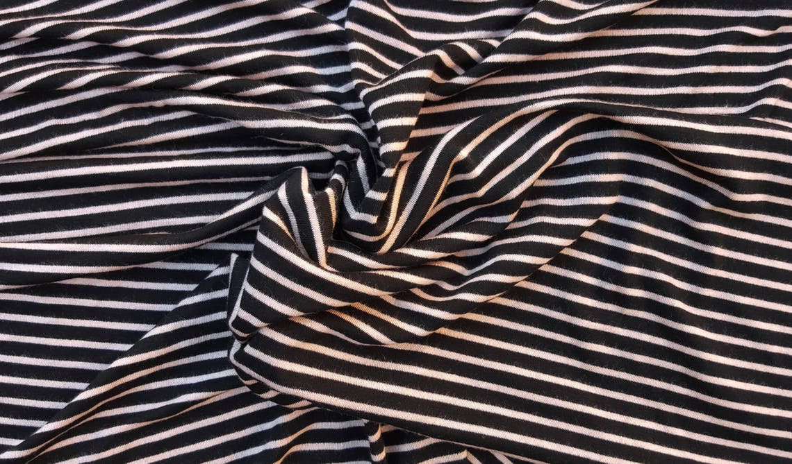 Black Tan Stripe Fabric Yarn Dye Rayon Spandex Jersey Knit by the Yard ...