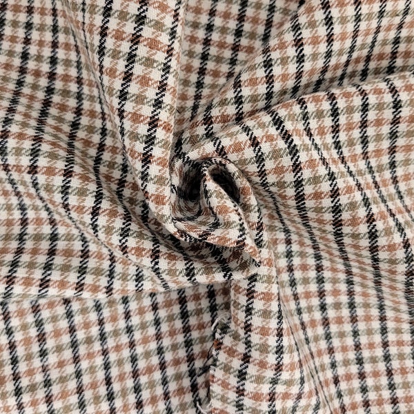 Brown and Black Checked Fabric - Etsy