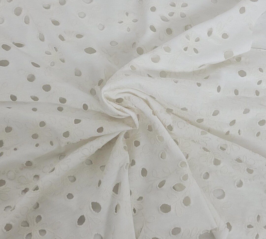 White Eyelet Fabric Cotton Jersey Knit Fabric by the Yard 150 GSM - Etsy