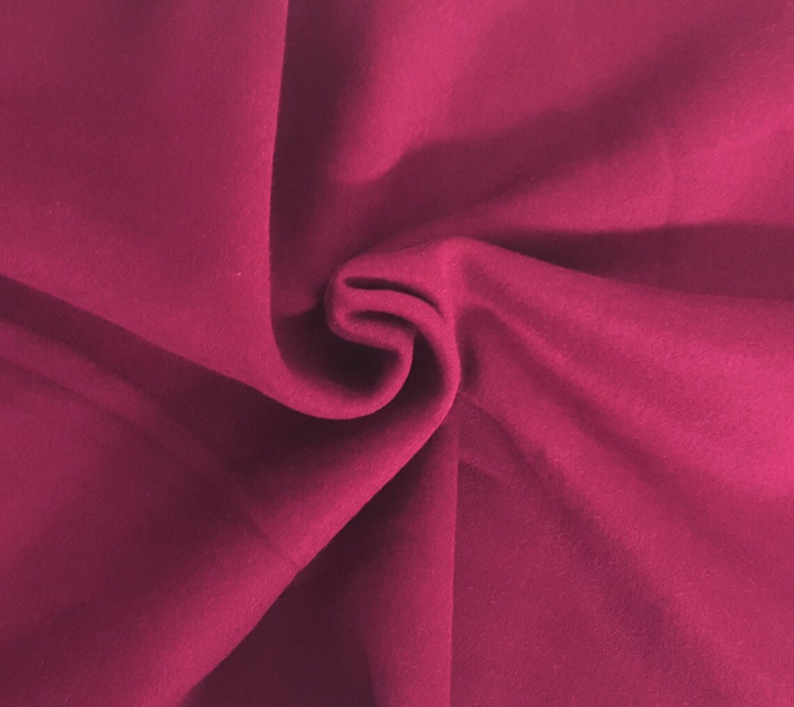 Cotton Blend Fleece Knit Fabric by the Yard Wine 320GSM | Etsy