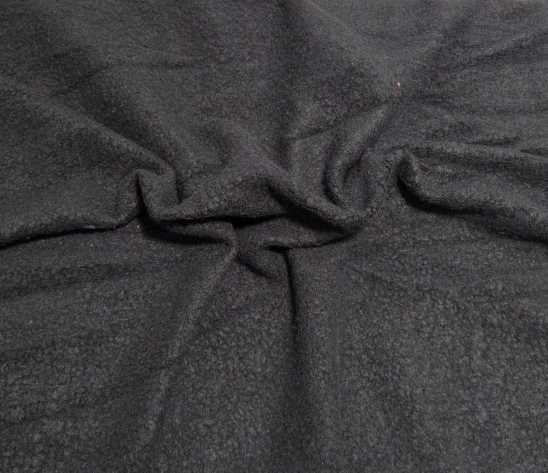Black Modal Blend Stretchy Sherpa Fleece Knit Fabric by the Yard 250GSM ...