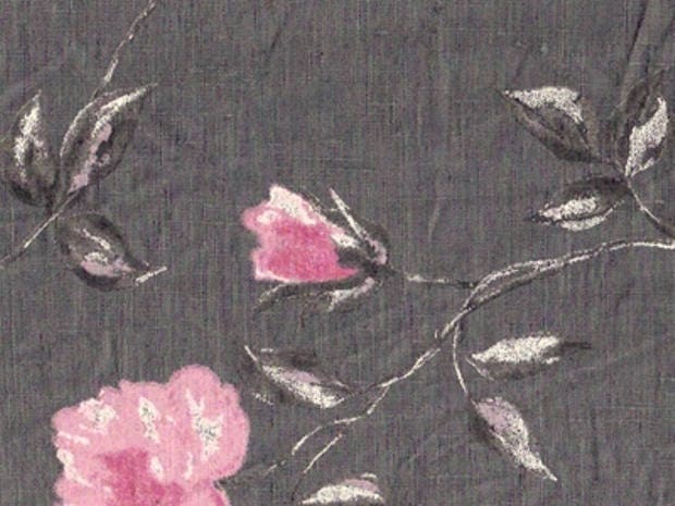 100% Linen Fabric by the Yard Gray With Pink Flowers Print - Etsy