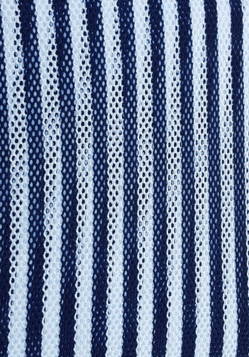 Navy White Stripe Fishnet Lace Fabric Cotton SPANDEX Knit by - Etsy