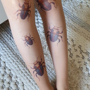 Halloween Bugs Semi-sheer Pantyhose, Steampunk Beetles Halloween ...