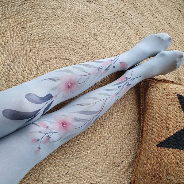 Floral Tights - Etsy