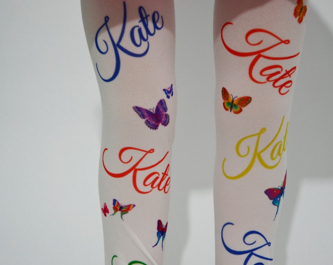 New Personalized Custom Name Tights Girls Tights | Etsy