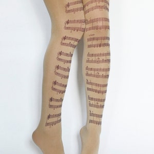 Musical Notes Tights, Music Clef Print Choir, Orchestra Leggings ...