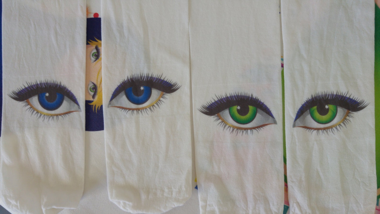 Green Eyes Knee High Socks Hand Printed Long Socks Gifts | Etsy