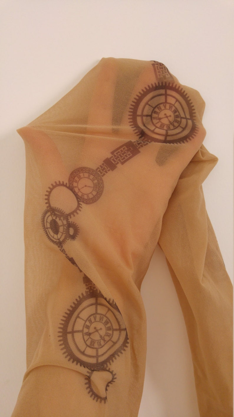 Steam Punk Printed Semi Sheer Tights Steampunk Clock Tattoo - Etsy