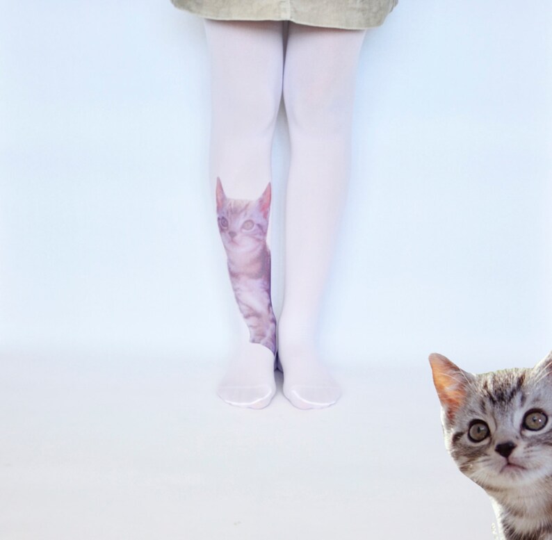 Cat Printed Tights / Cat Print / Kitty Cat Print Kids Tights / - Etsy