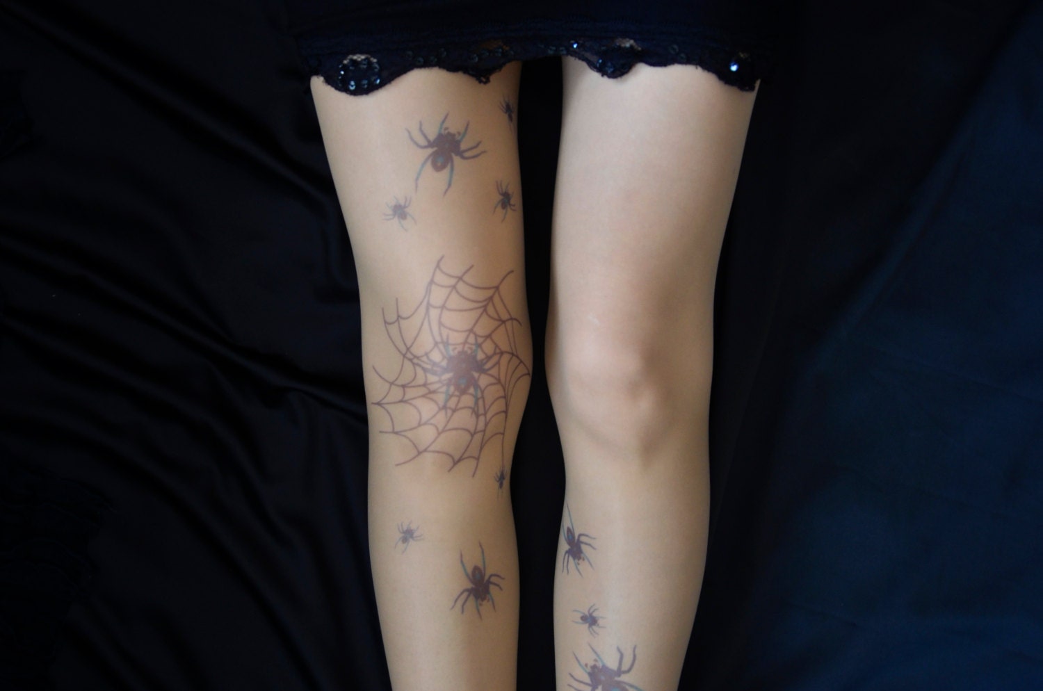 Spiders Pantyhose Halloween Legwear Spiderweb Halloween - Etsy