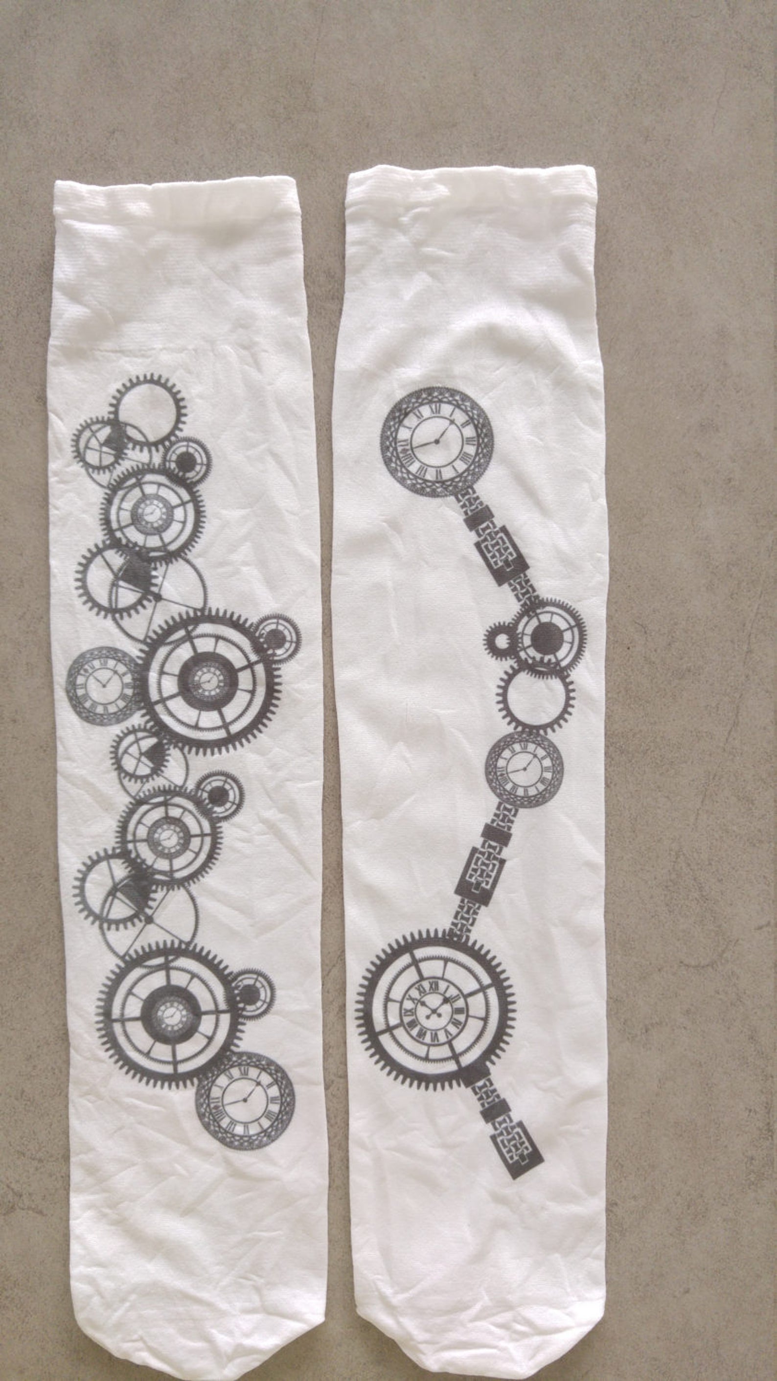 Steampunk Socks Opaque Printed Knee High Nylon Socks | Etsy