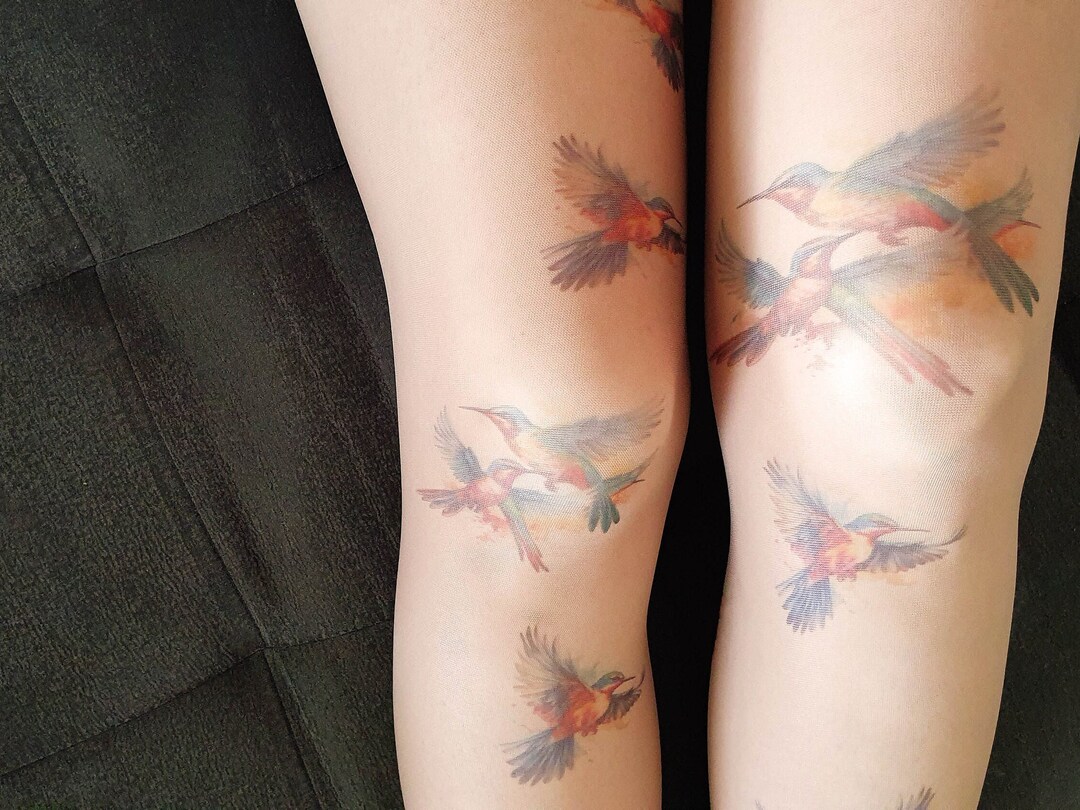 Colored Birds Semi-sheer Pantyhose - Etsy