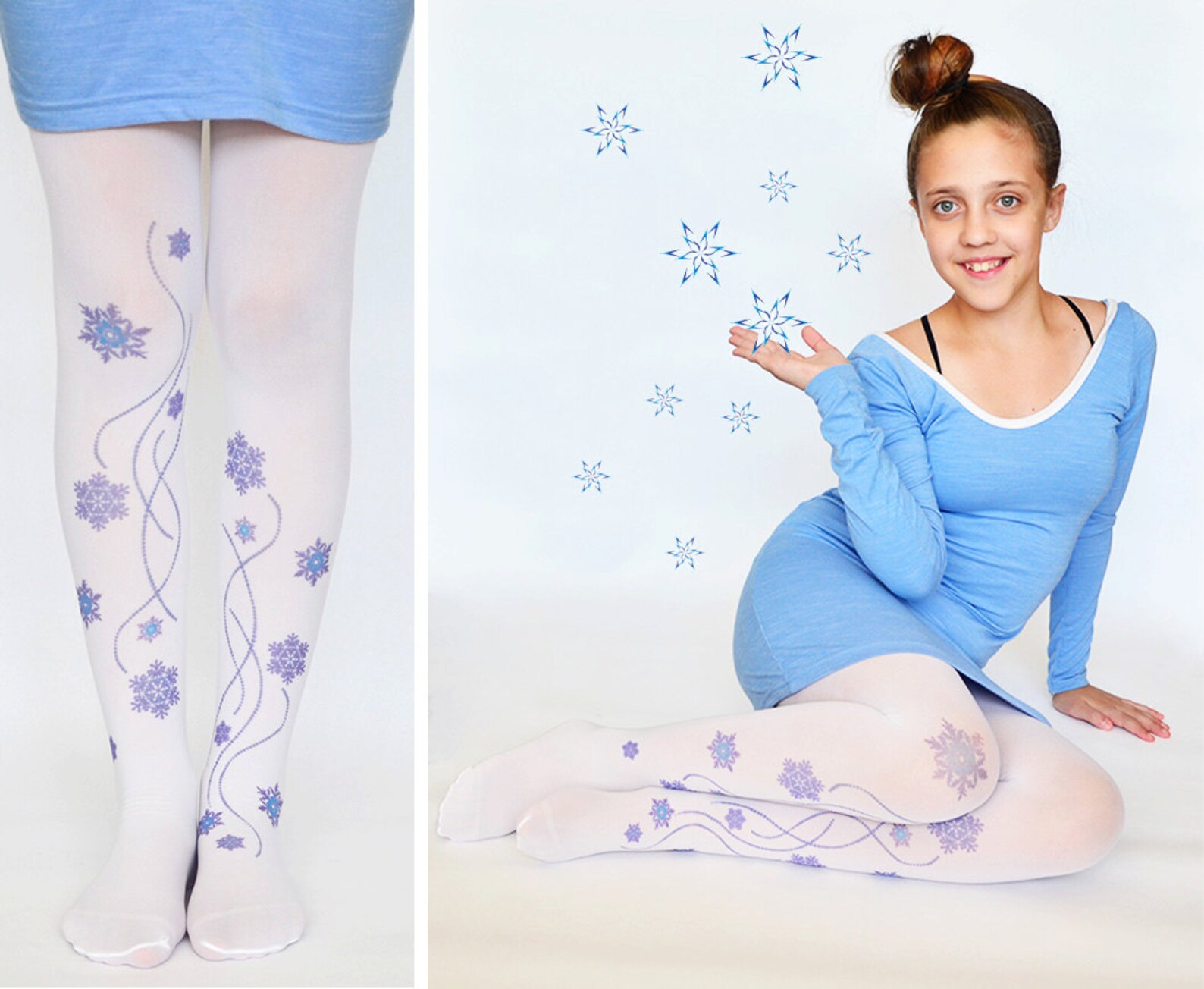 Christmas Snowflake Tights Frozen Elsa Tights Kids Frozen | Etsy