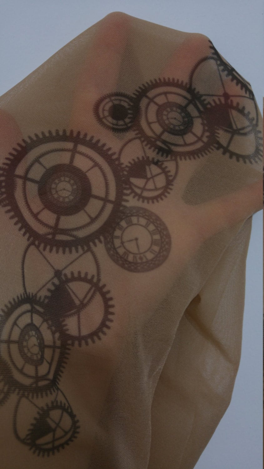 Steampunk Printed Semi-sheer Tights , Steampunk Design Tattoo Tights ...