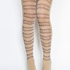 Musical Notes Tights, Music Clef Print Choir, Orchestra Leggings ...