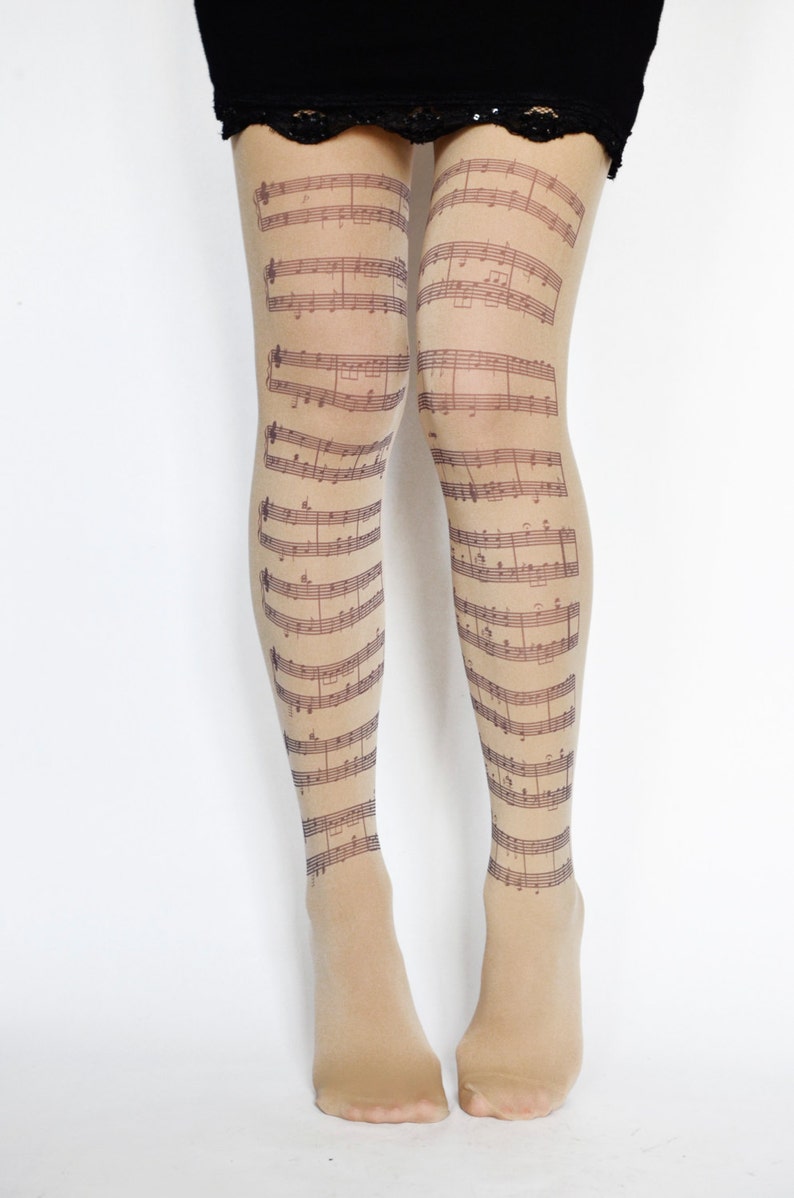 Musical Notes Tights Music Clef Print Choir Orchestra | Etsy