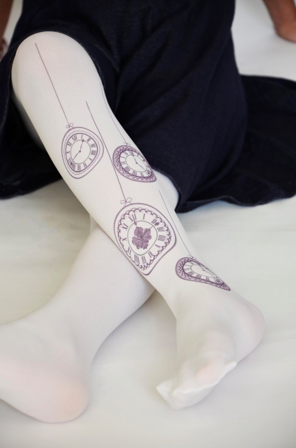 Design Tights With Clocktrend Girls Leggings Stockings Hand | Etsy