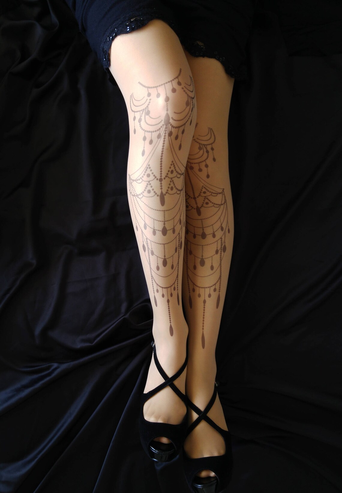 New Beautiful Tattoo Tights Printed Pantyhose Hand Printed - Etsy