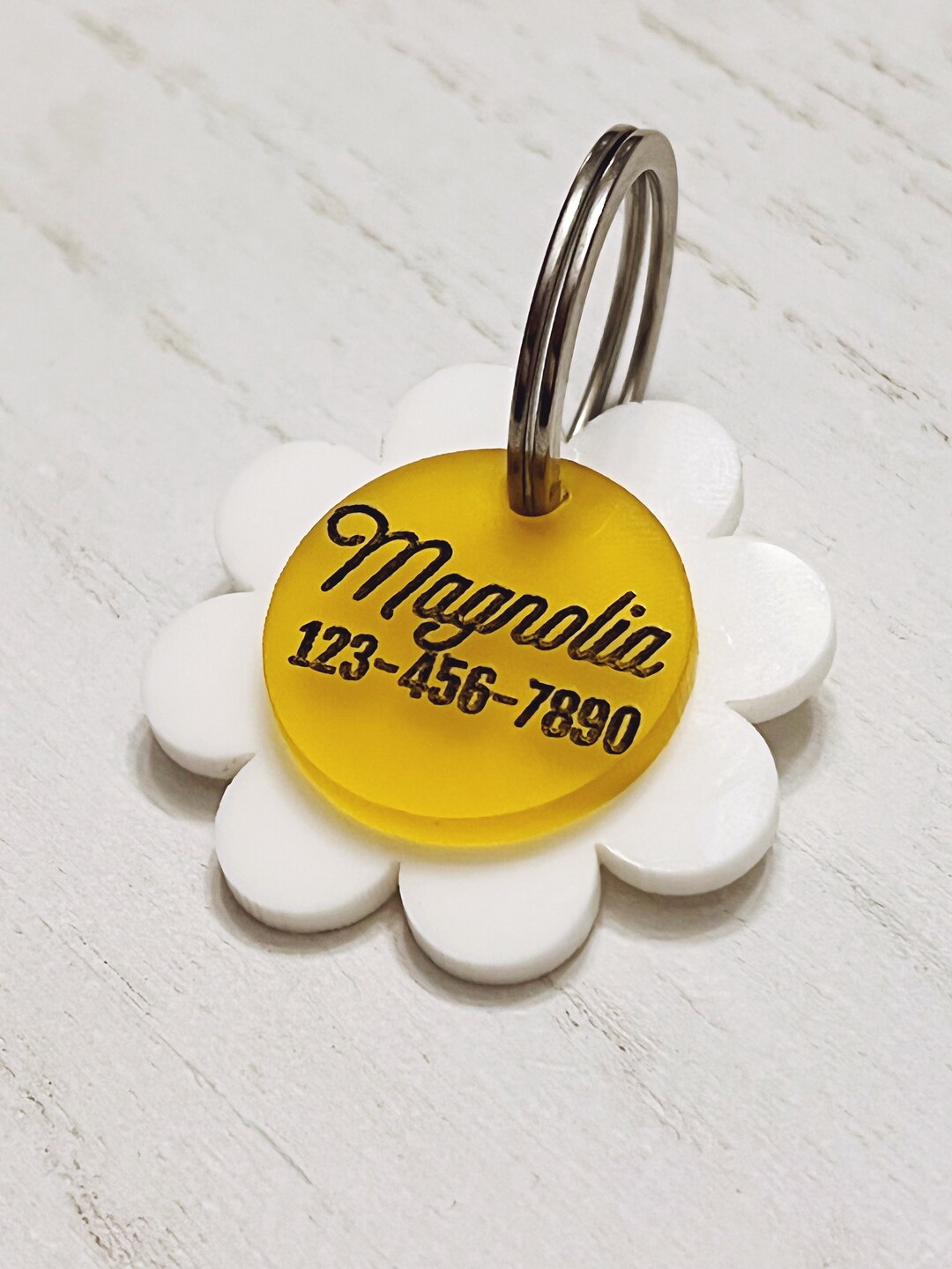 Daisy Flower- Custom Pet ID Tag | Dog Tag | Cat Tag | Acrylic Pet Tag ...