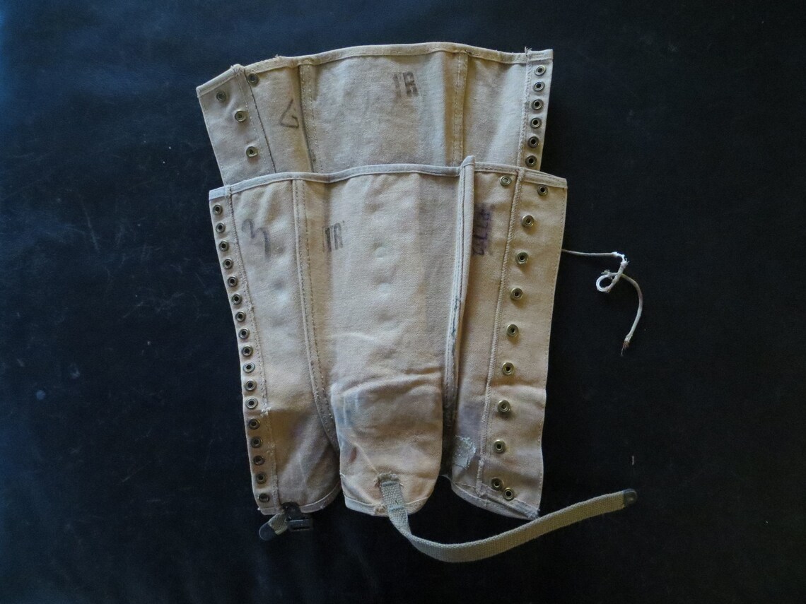 Mystery Factory 1940s Vintage Beige Canvas Military Spats | Etsy