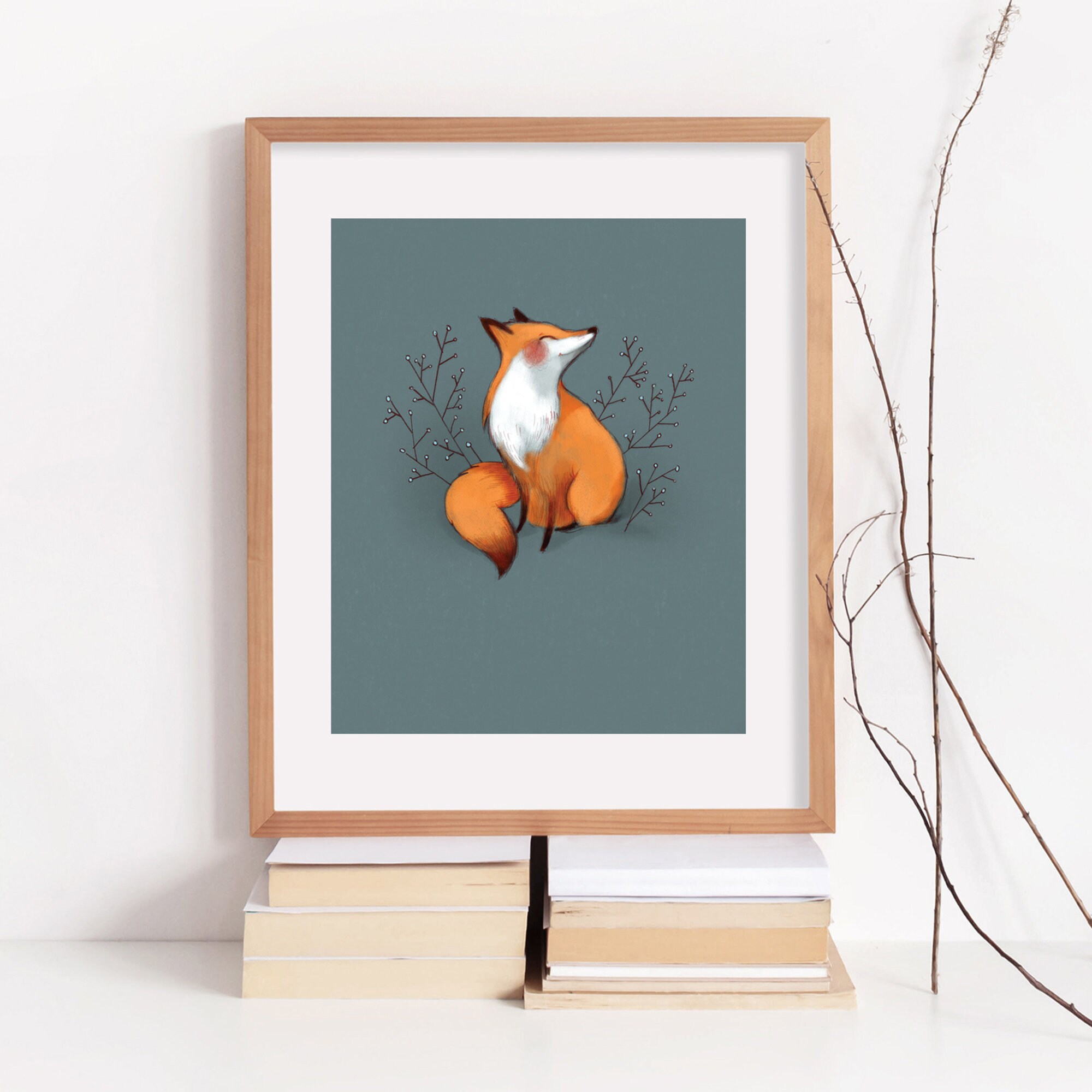 Illustrated BLUE FOX Art Print Animal Drawing Wall Art Valérie - Etsy ...