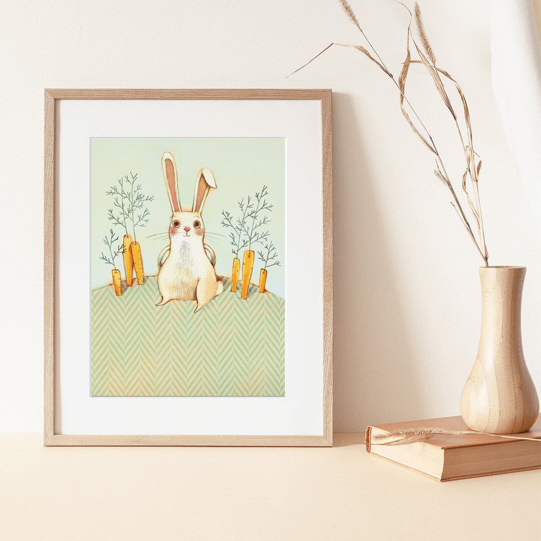 Illustrated BUNNY in the GARDEN Poster Children Illustration ...
