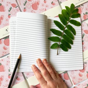 Pink Lined NOTEBOOK With a Summer Strawberry Tapestry Pattern Printed ...