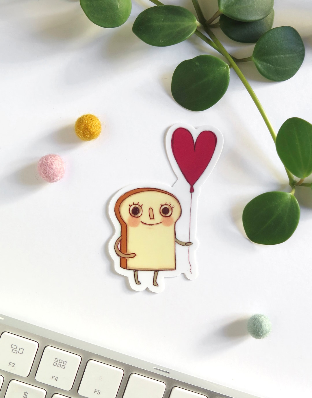 Sticker With an Illustration of a Cute Toast Holding a Red Heart Shaped ...