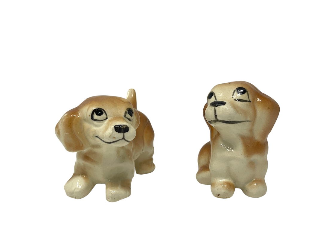 Vintage Ceramic Puppy Dog Figurines Made in China Brown 3" Set of 2 - Etsy