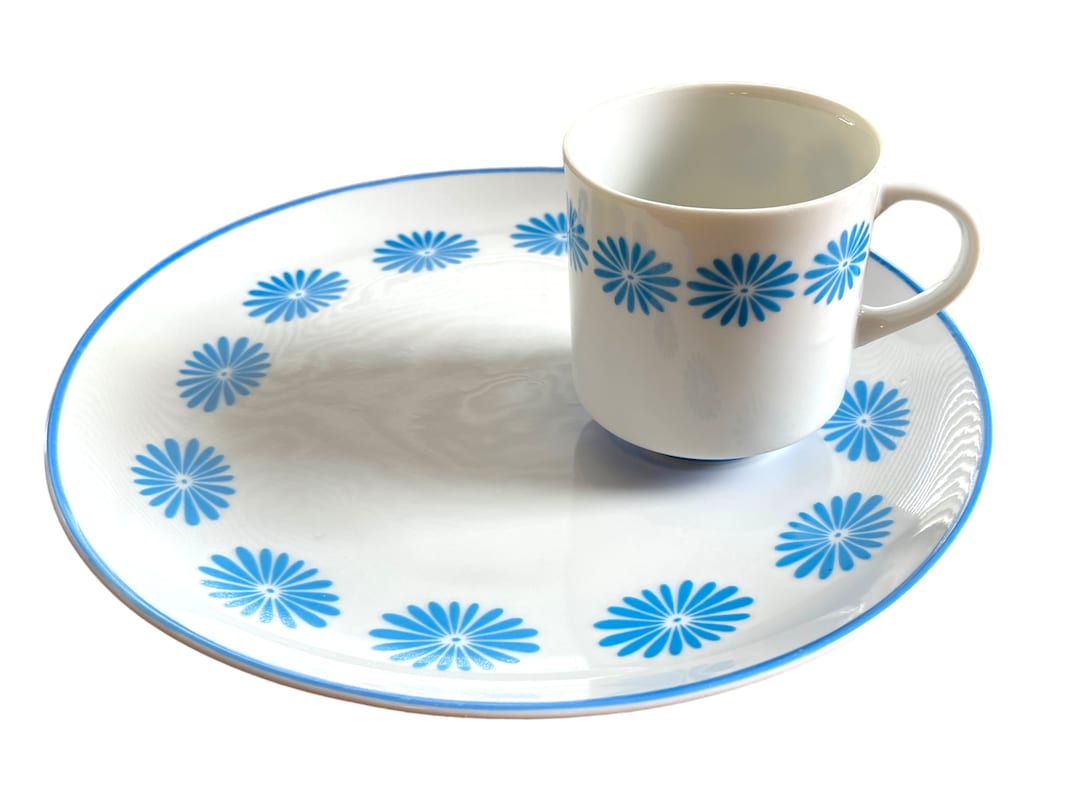 RARE Vintage Luncheon Plates Snack Sets With Cups, Flower Power Daisy ...
