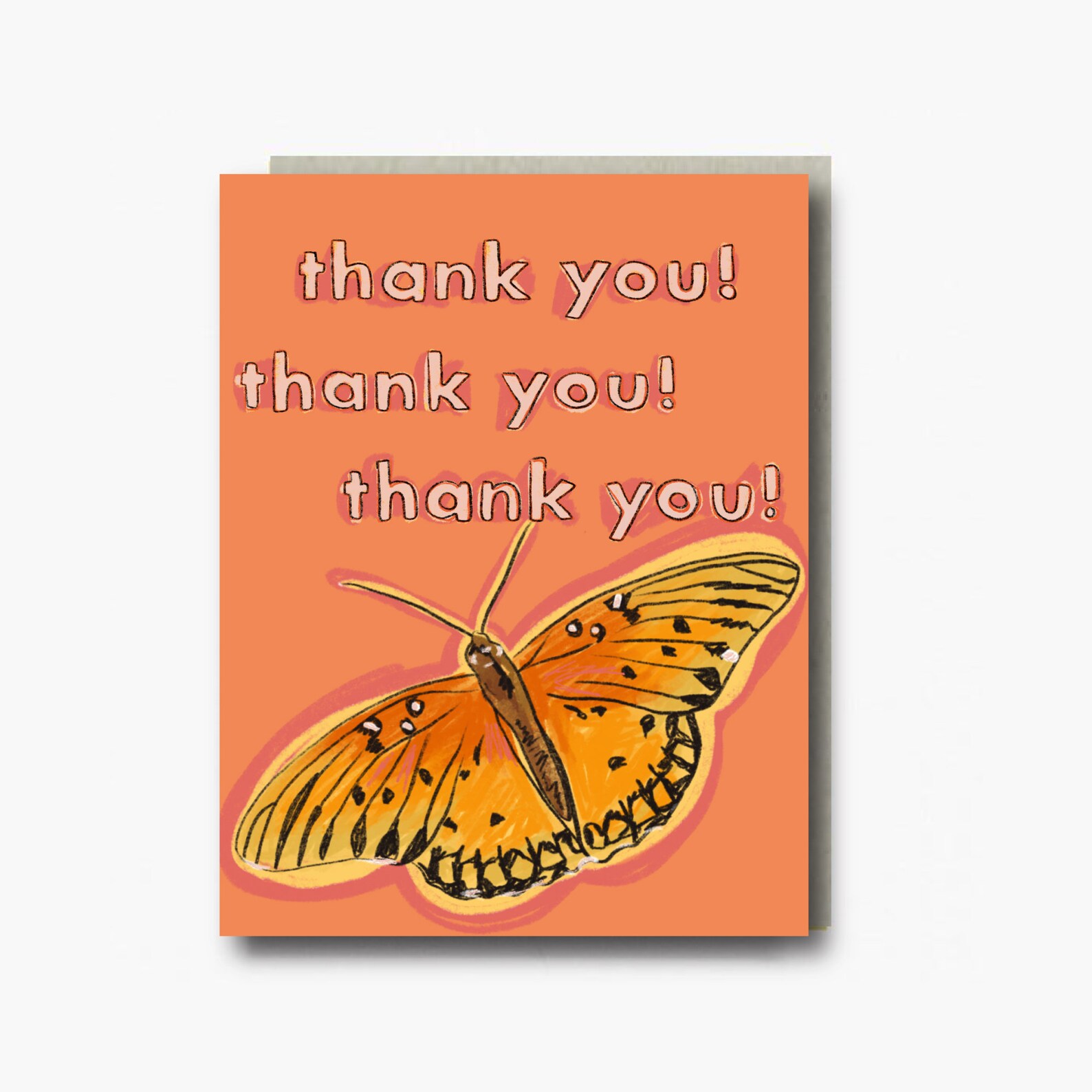 Thank You! Thank You! Butterfly Greeting Card - Etsy