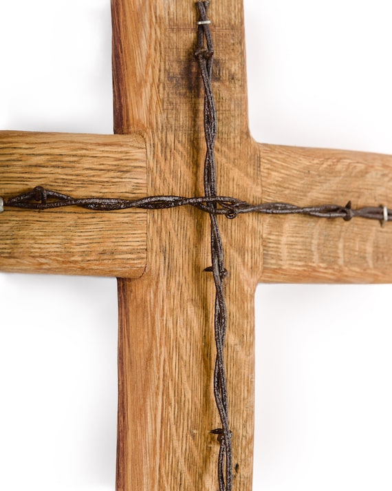 Wooden Cross With Barbed Wire