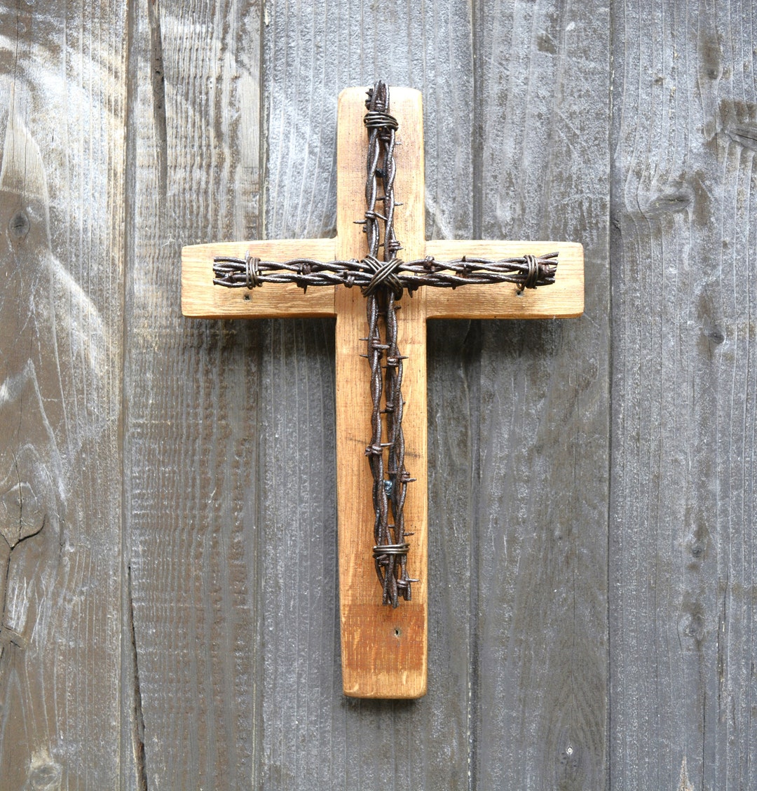 Handcrafted Barbed Wire Cross Rustic 14'' - Etsy