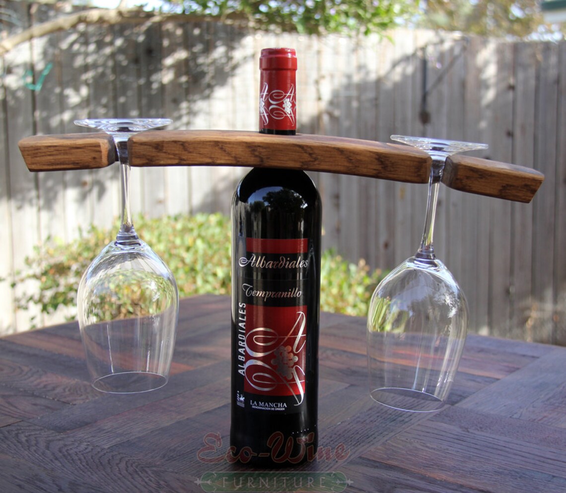 1 Bottle 2 Glass Wine Barrel Stave Rack - Etsy