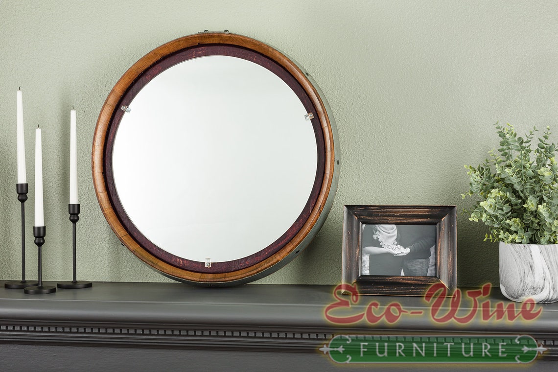 Wine Barrel Mirror Round Wall/ Handmade, Napa Valley - Etsy