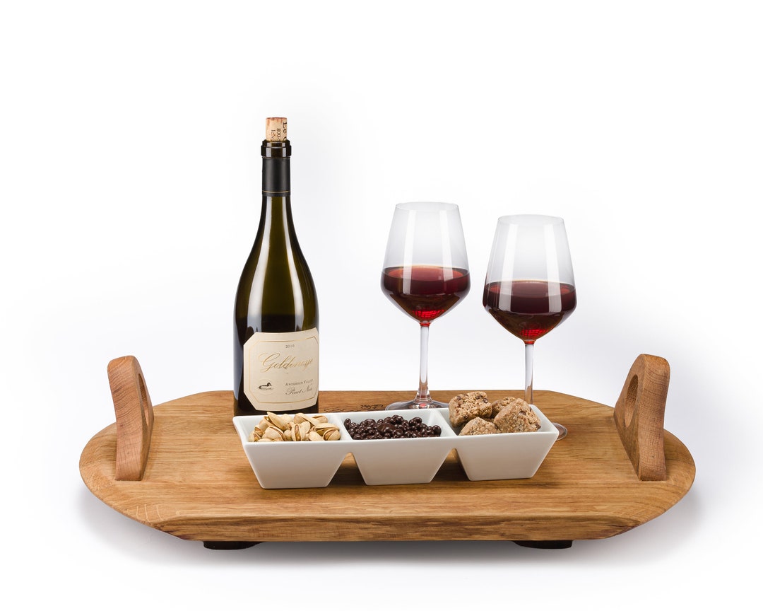 Wine Barrel Platter W/ Wood Handles - Etsy